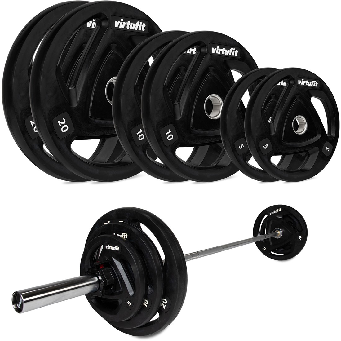 VirtuFit Olympische Rubberen Halterset - 90 kg | Fitwinkel.nl