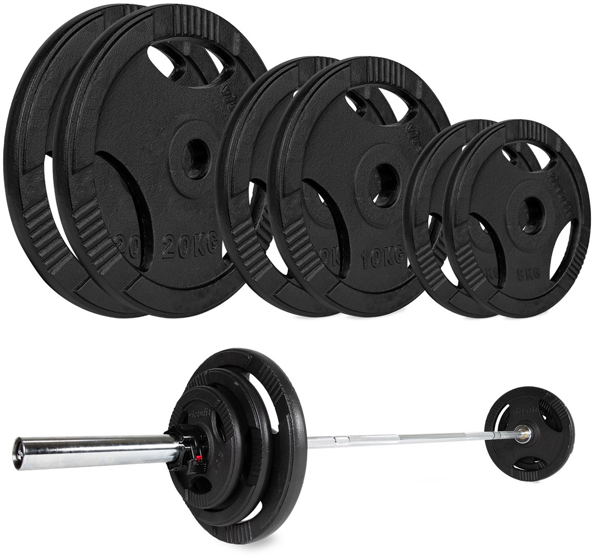 VirtuFit Olympische Gietijzeren Halterset - 90 kg | Fitwinkel.nl