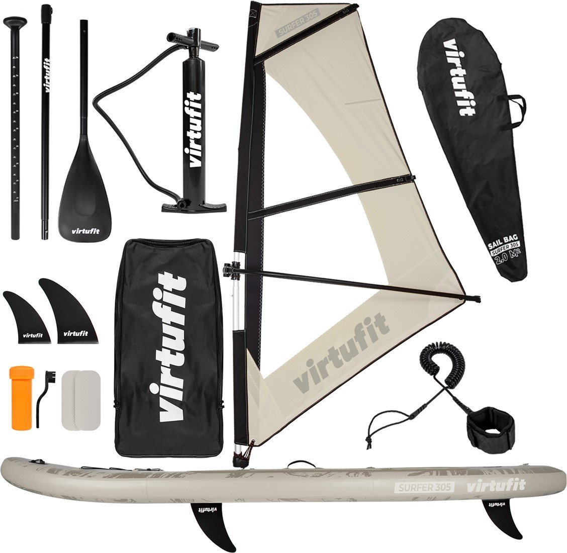 Virtufit Supboard Surfer 305 - Sand Beige - Inclusief Windzeil en ...